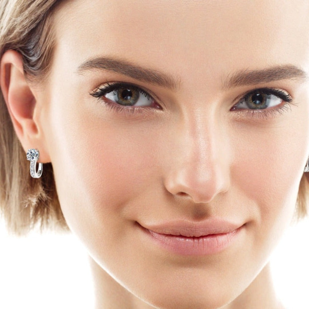 Diamond Hoop Earrings with 1ct Stud – Boujee Ice