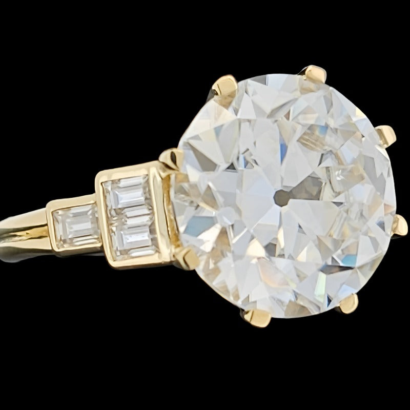 10K Solid Gold 6CT OEC Diamond Set Ring with Luxury Baguette Band ...