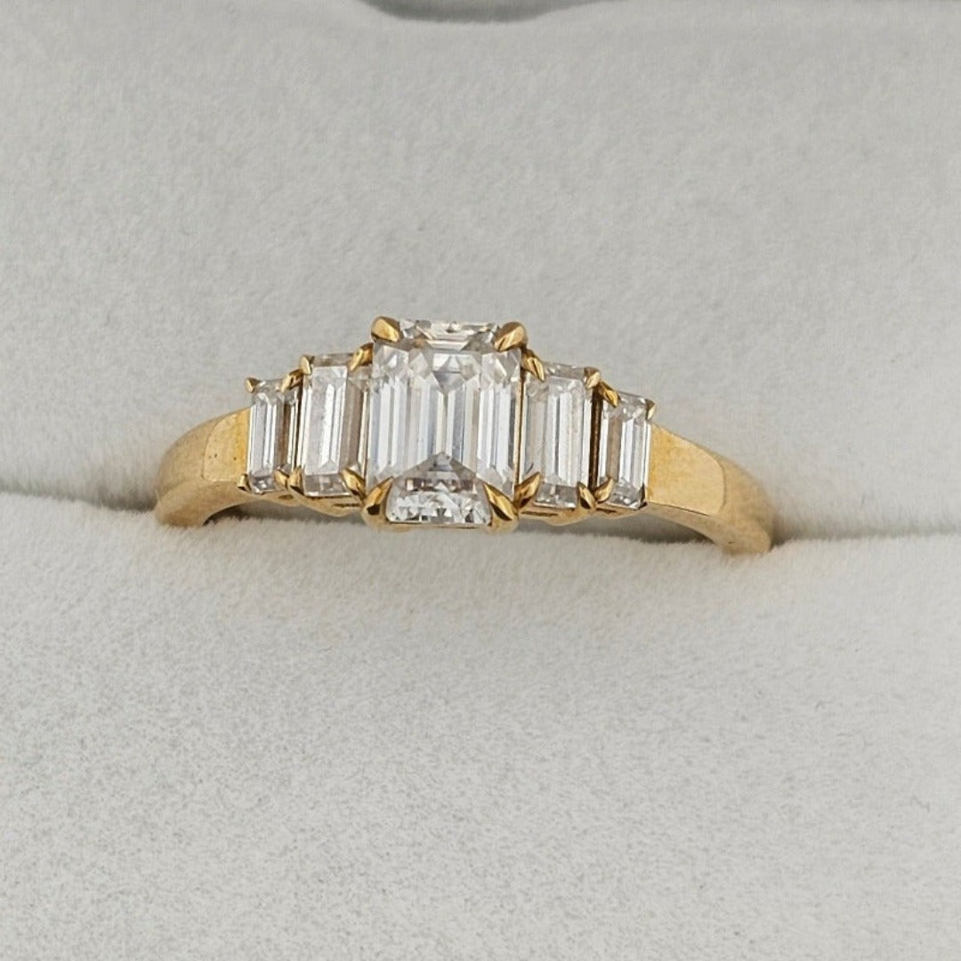 5 Stone Emerald Cut Diamonds Solid Gold Luxury Ring – Boujee Ice