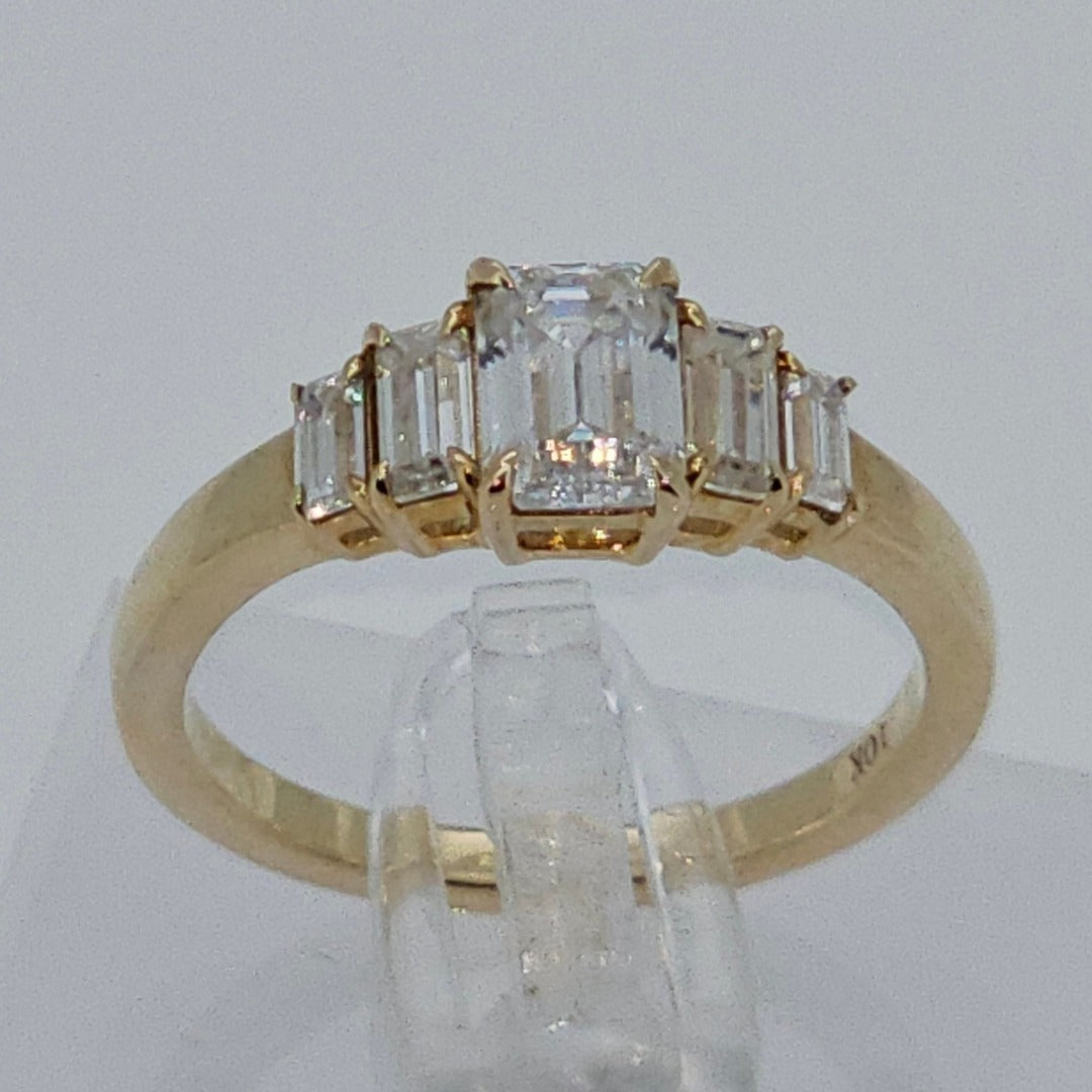 5 Stone Emerald Cut Diamonds Solid Gold Luxury Ring – Boujee Ice
