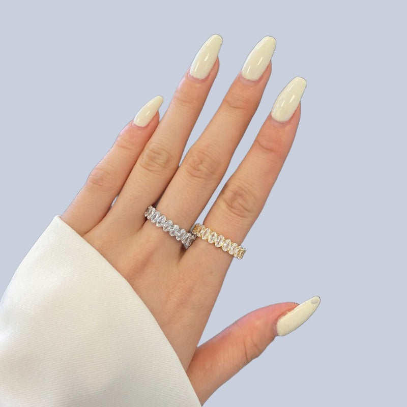 Oval Diamonds Solid Gold Ring Band – Boujee Ice